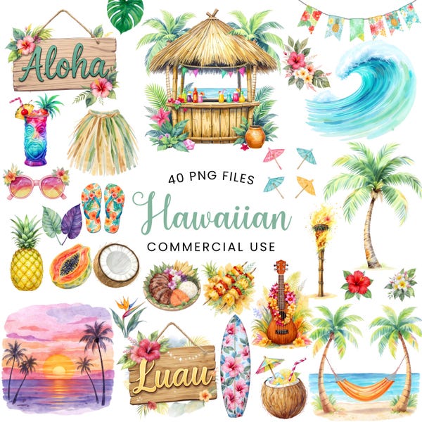 Luau Clipart - Etsy