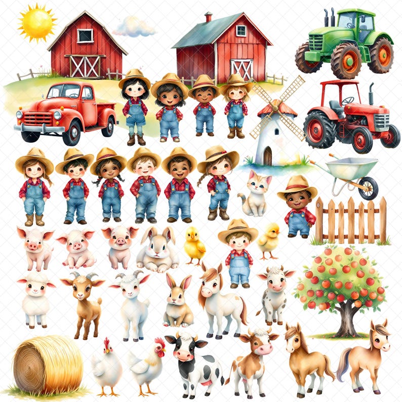 Cute Farm Clipart Farm Animals Png Farmers Kids Clipart Nursery ...