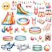 Pool Party Clipart - Watercolor - Cute Summer Clipart - Boy's Birthday ...