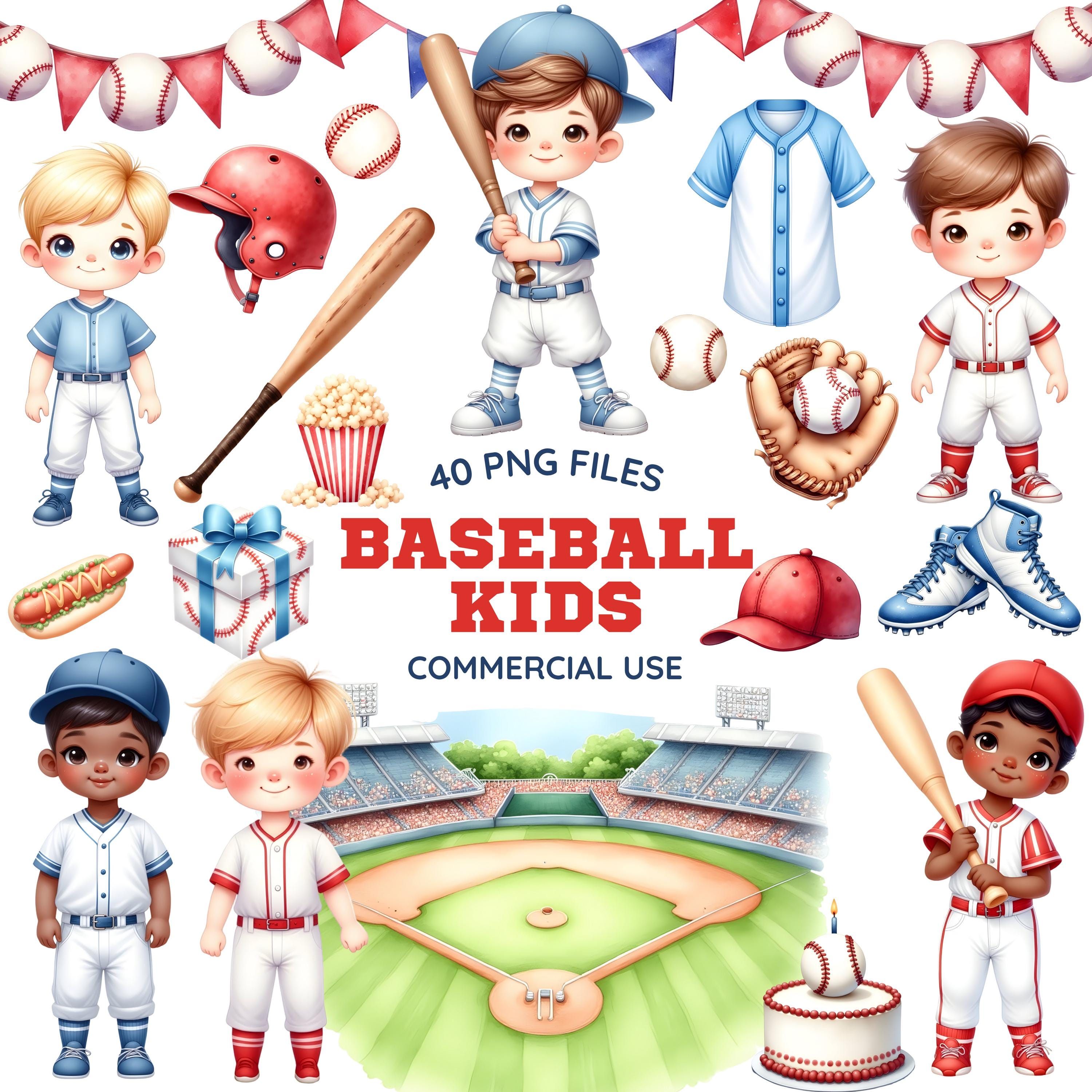 Baseball Kids Clipart - Watercolor - Cute Baseball Png - Sports Clipart ...
