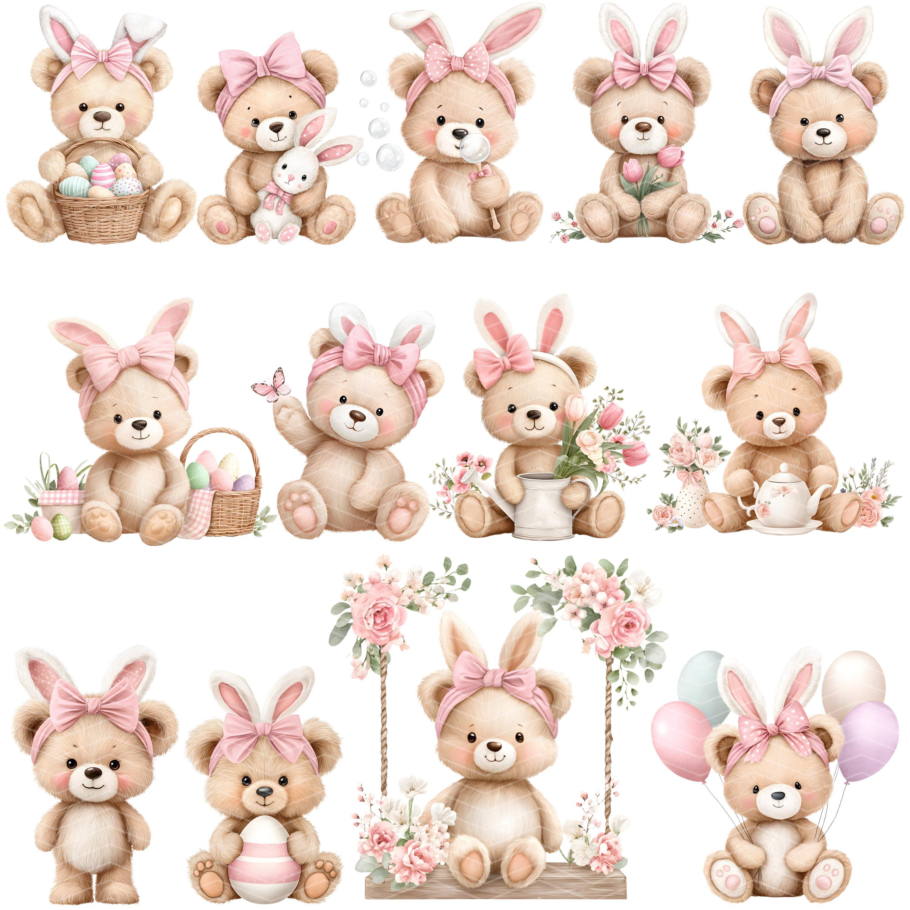 Easter Bears Clipart - Watercolor - Easter Png - Teddy Bear - Nursery ...