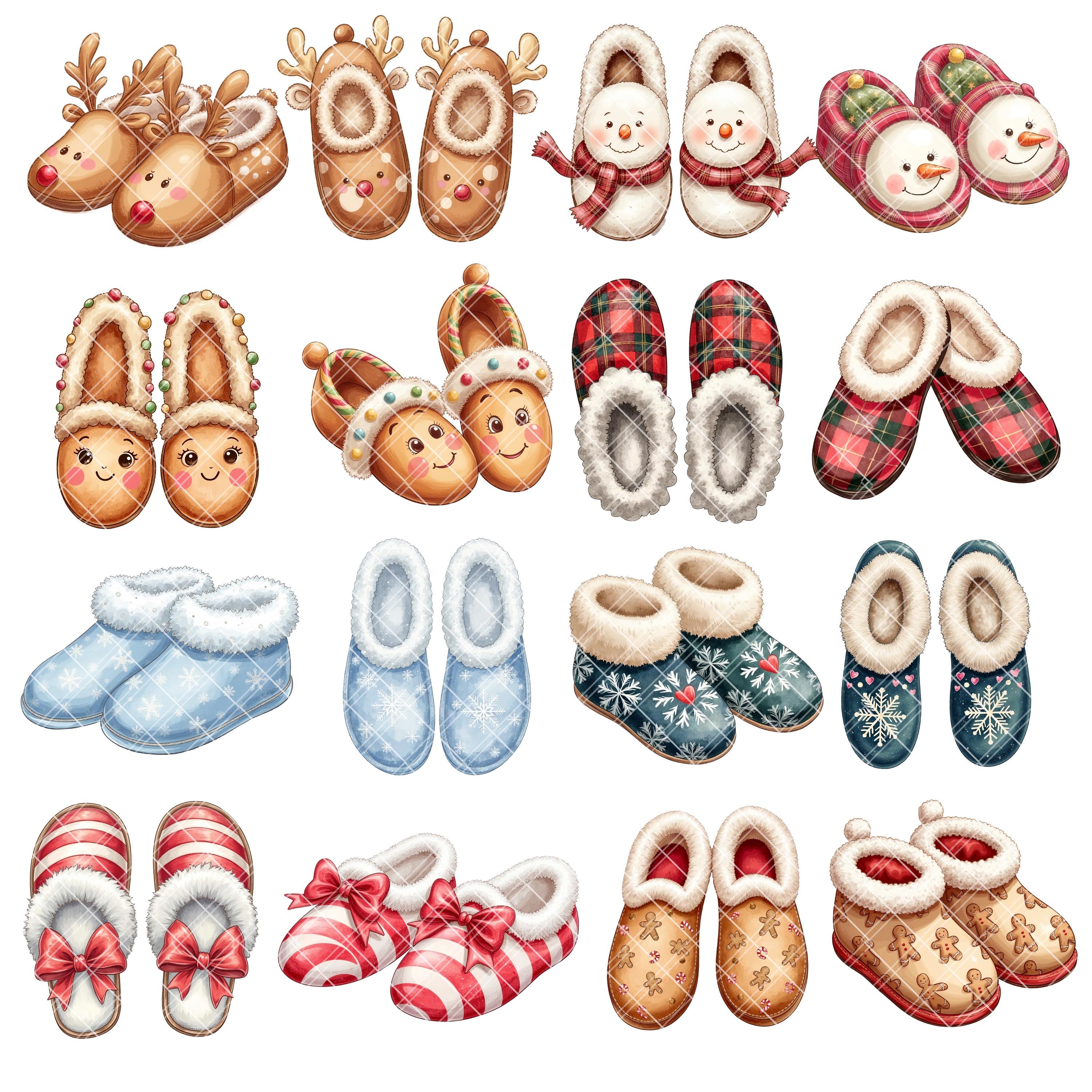 Christmas Slipper Clipart Watercolor Christmas Png Sublimination Cute ...