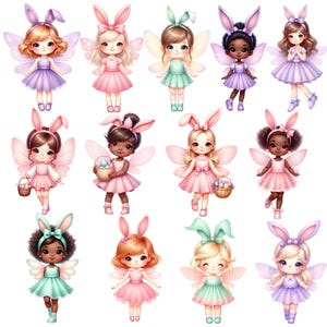 Easter Fairy Clipart - Watercolor - Cute Easter Png - Fairy Girls ...