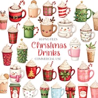 Christmas Hot Chocolate Clipart Bundle, Holiday Winter Graphics ...