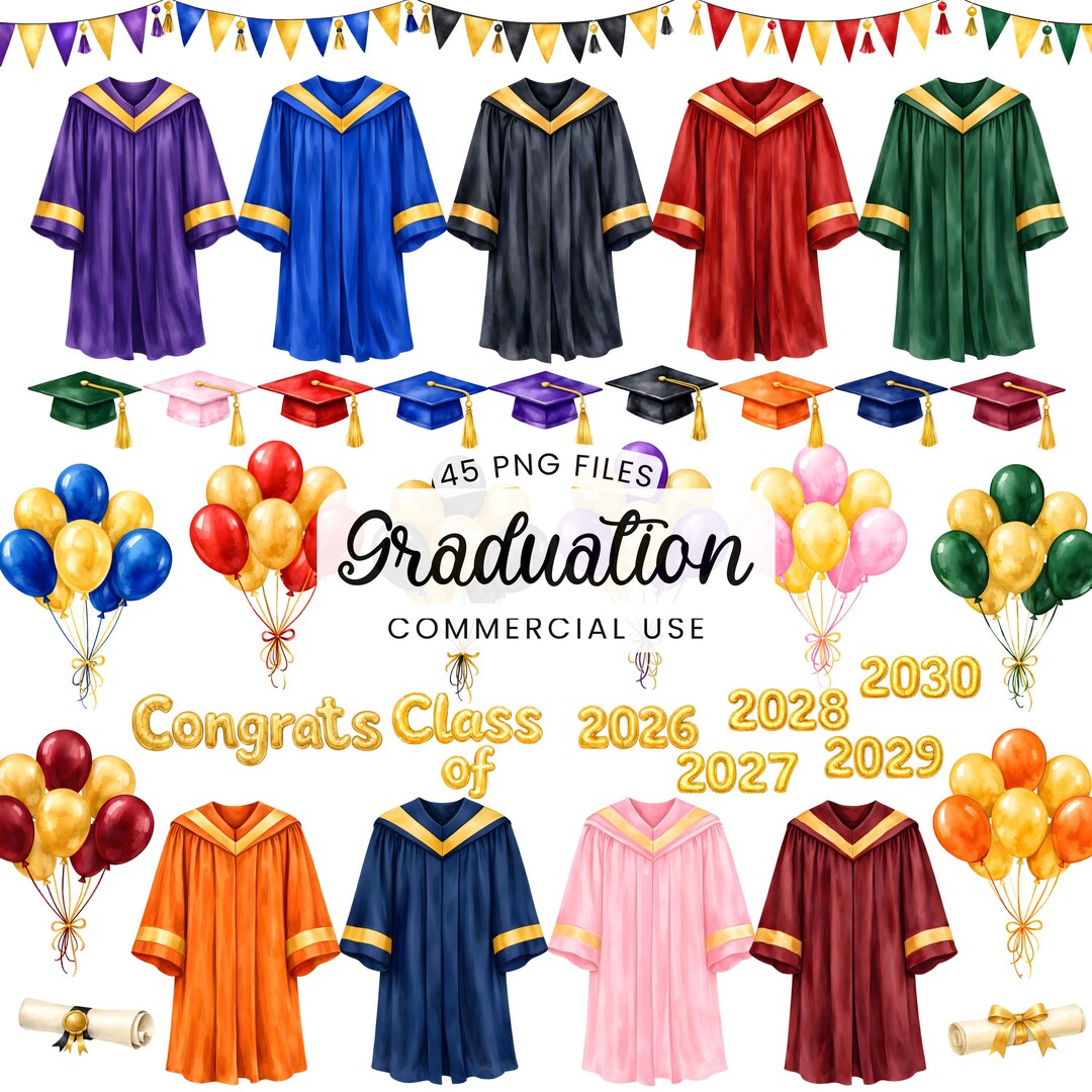 Graduation Clipart - Watercolor - School Colors - Graduate Png - High ...