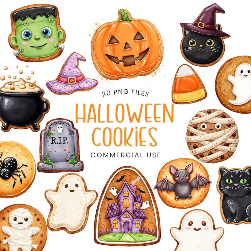 Halloween Cookie Clipart - Etsy