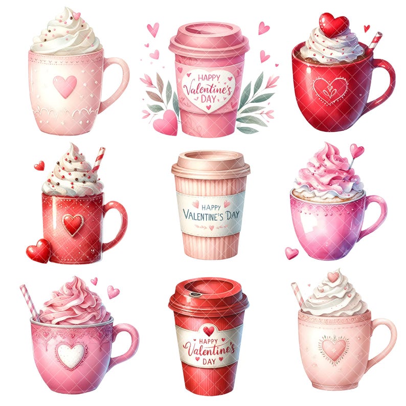 Valentine Coffee Clipart - Coffee Mug Png - Watercolor Clipart - Coffee ...
