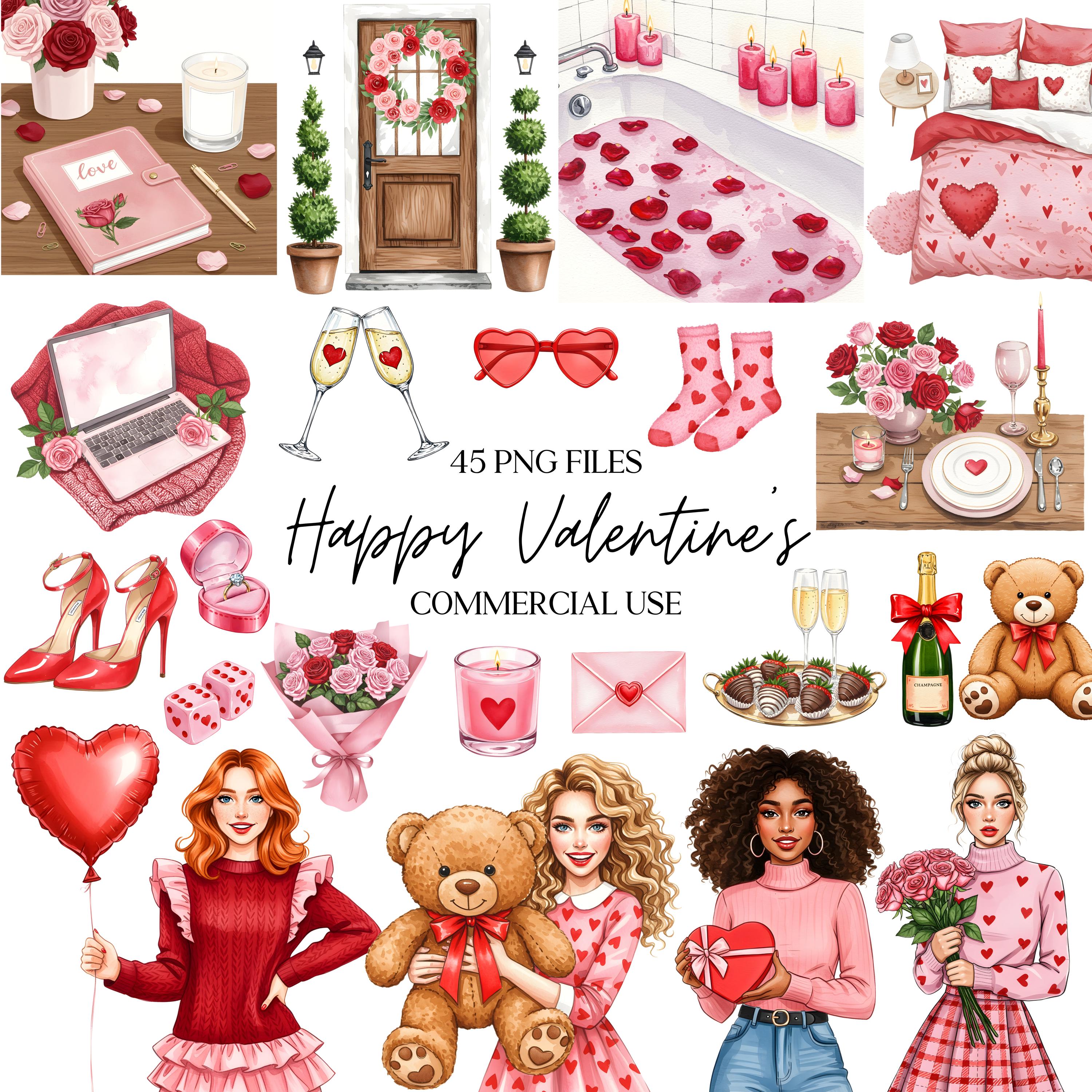 Valentine's Day Clipart - Watercolor - Valentine Png - Planner Clipart ...