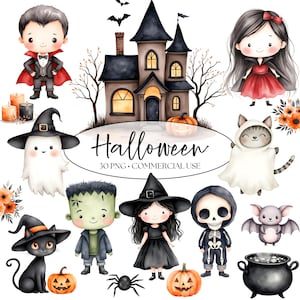 Cute Halloween Clipart - Kids PNG - Instant Download- Clipart Bundle ...