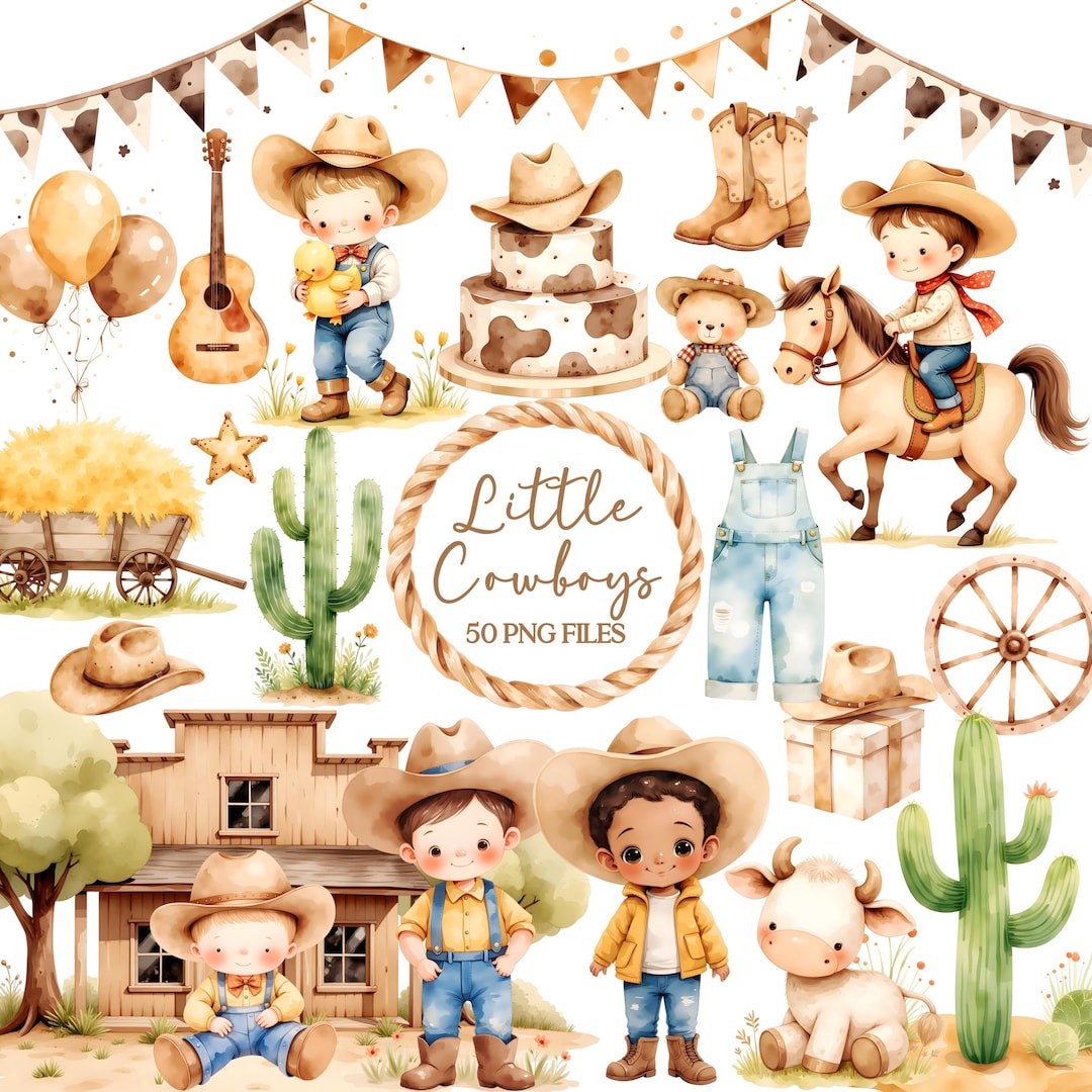 Cute Cowboy Clipart - Watercolor - Wild West Png - Cowboy Images ...