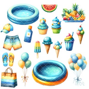 Beach Clipart - Watercolor - Beach Party Png - Summer Clipart ...
