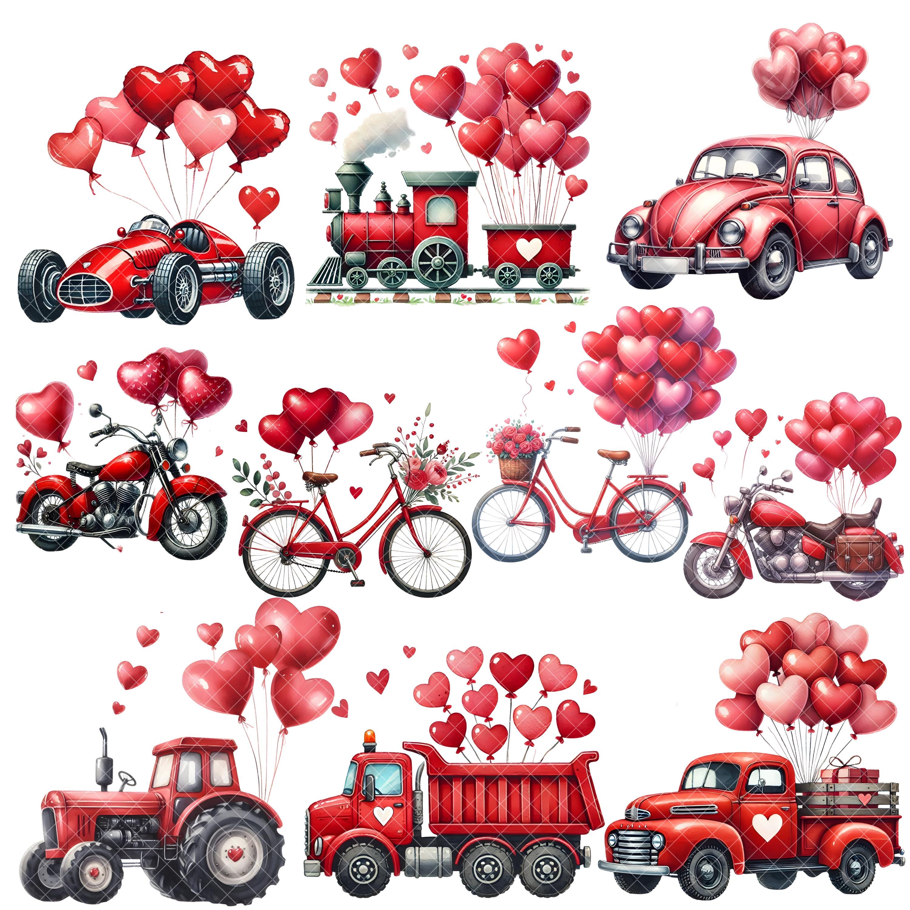 Valentine Transportation Clipart - Watercolor - Valentine Vehicles ...