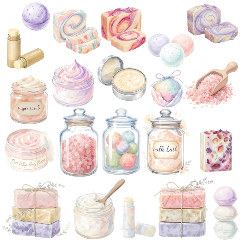 Bath and Body Clipart - Watercolor - Bath Bomb Png - Homemade Soap ...