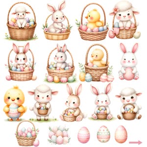 Cute Easter Clipart - Watercolor - Easter Png - Bunny - Baby Chick ...