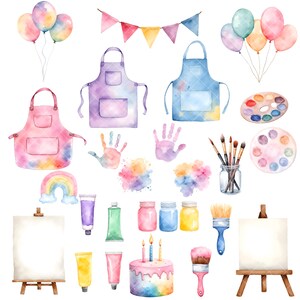 Little Artists Clipart - Watercolor - Cute Kid's Png - Art Party ...