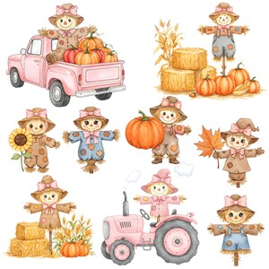 Cute Scarecrow Clipart - Watercolor - Fall Clipart - Girl Scarecrows ...