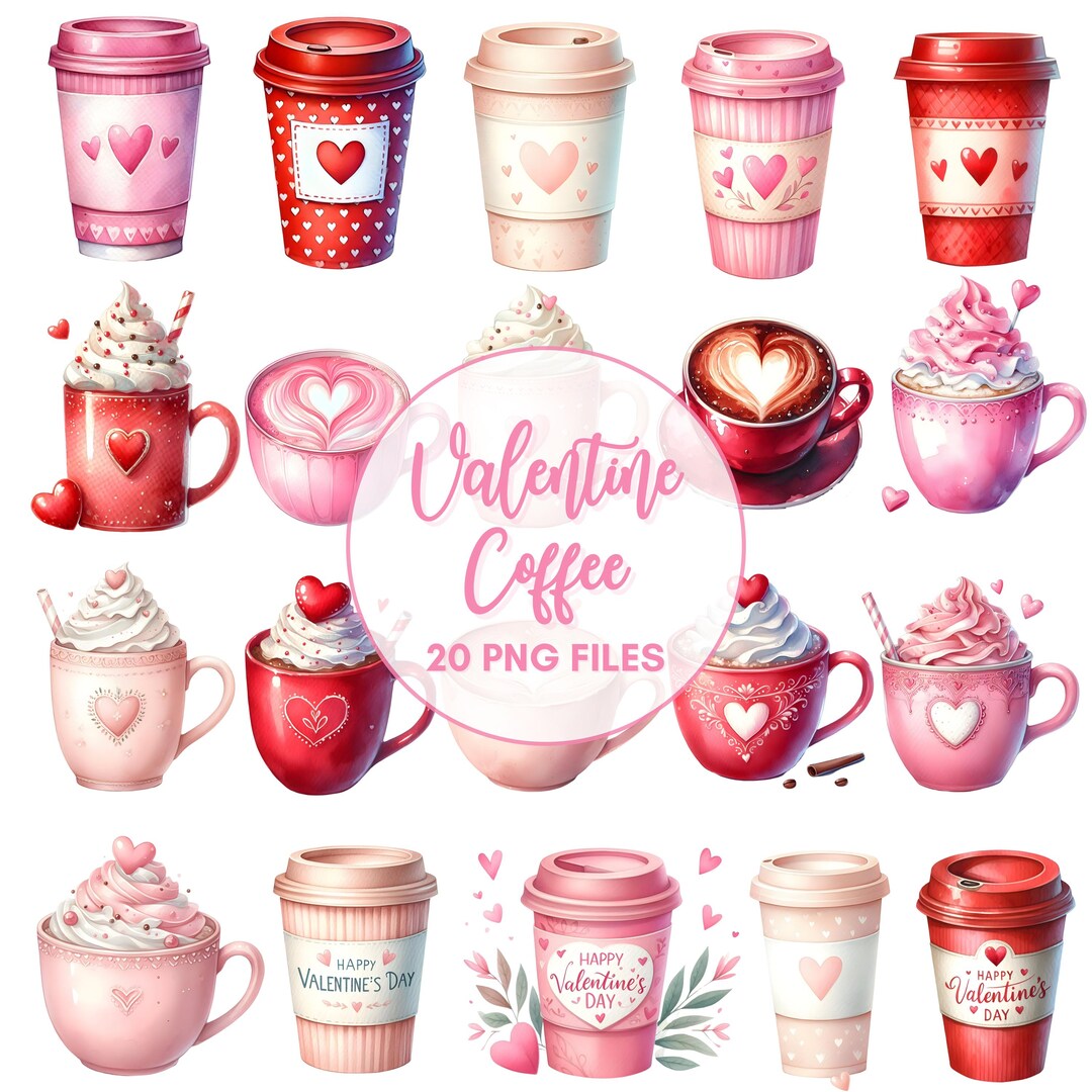 Valentine Coffee Clipart - Coffee Mug Png - Watercolor Clipart - Coffee ...