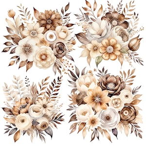 Watercolor Boho Floral Clipart Autumn Flowers Floral Arrangement ...