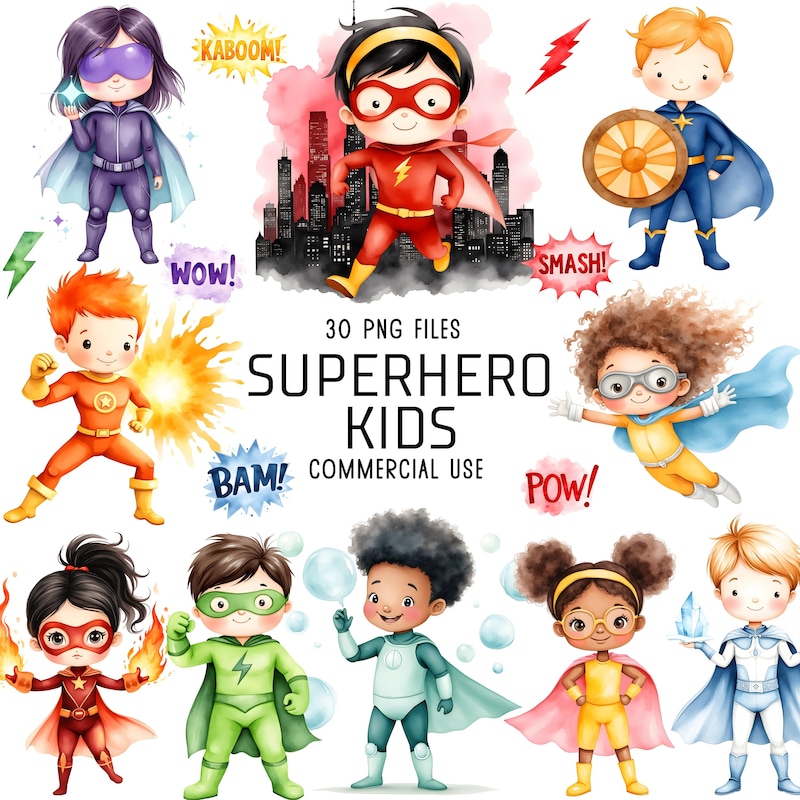 Superhero Clipart - Etsy
