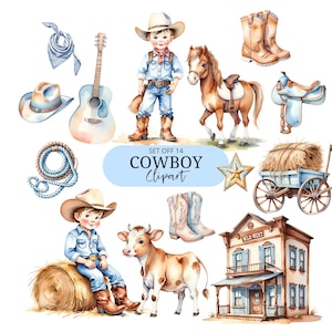 Cute Cowboy Clipart - Watercolor - PNG Images - Wild West - Clipart ...