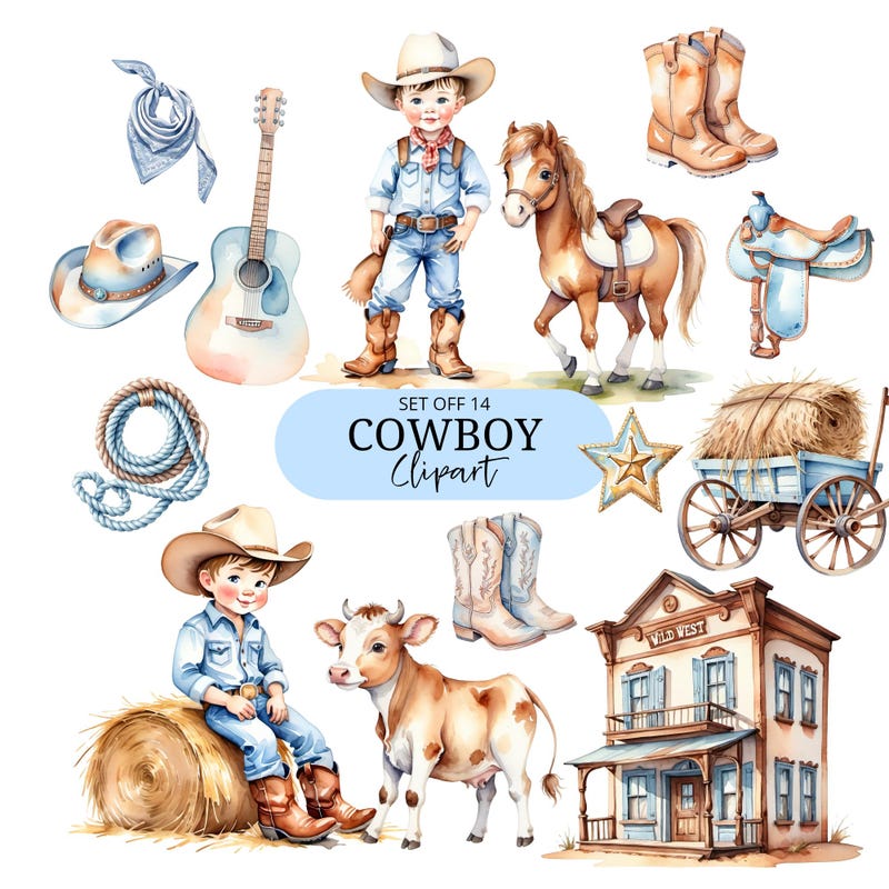 Cowboy Clipart - Etsy