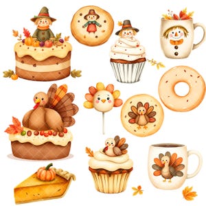 Fall Dessert Clipart - Cute - Thanksgiving - Pumpkin - Scarecrow ...
