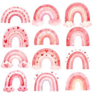 Valentine Rainbow Clipart - Watercolor - Heart Png - Rainbow ...