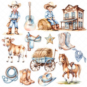Cute Cowboy Clipart - Watercolor - PNG Images - Wild West - Clipart ...
