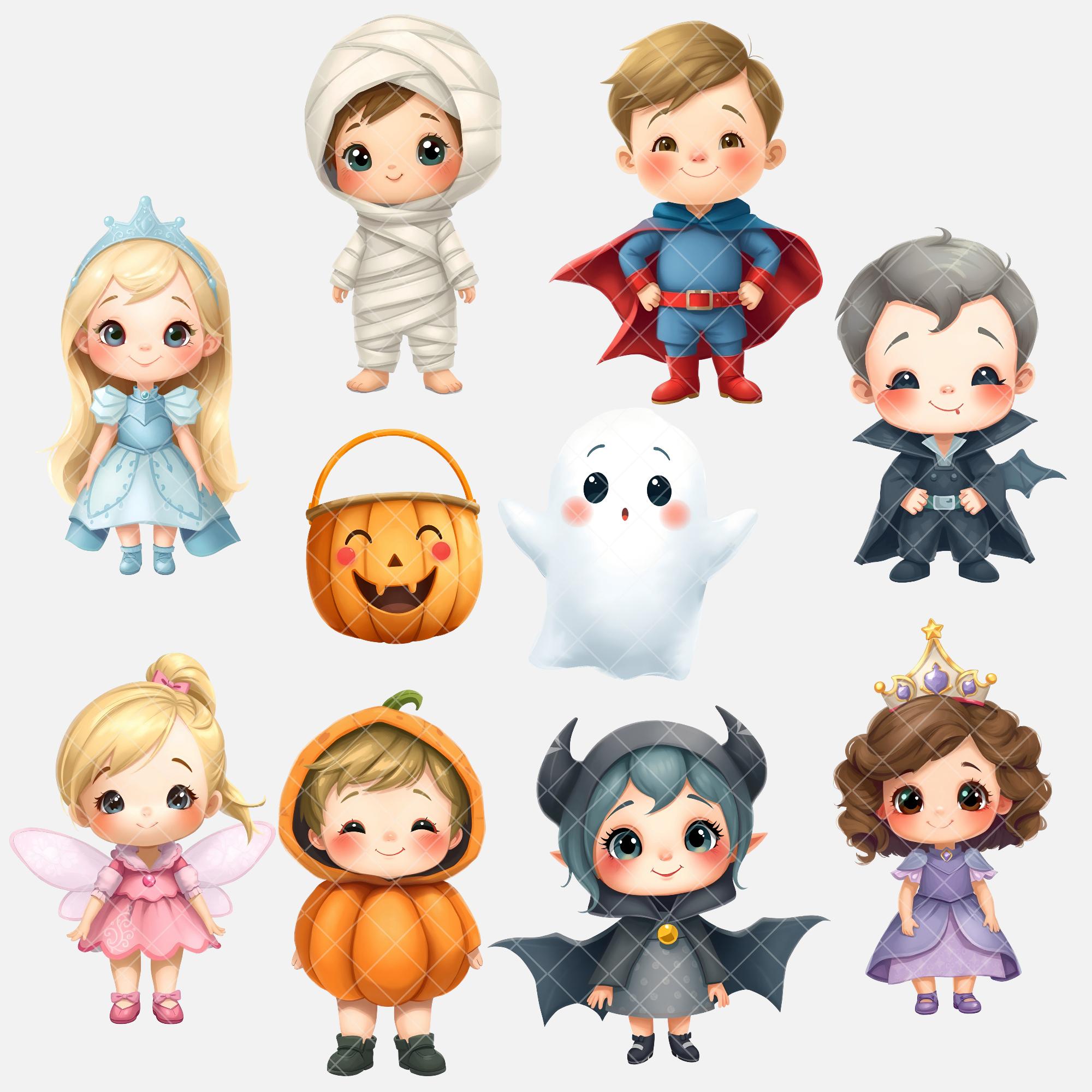 Cute Halloween Clipart - Kids PNG - Instant Download- Clipart Bundle ...