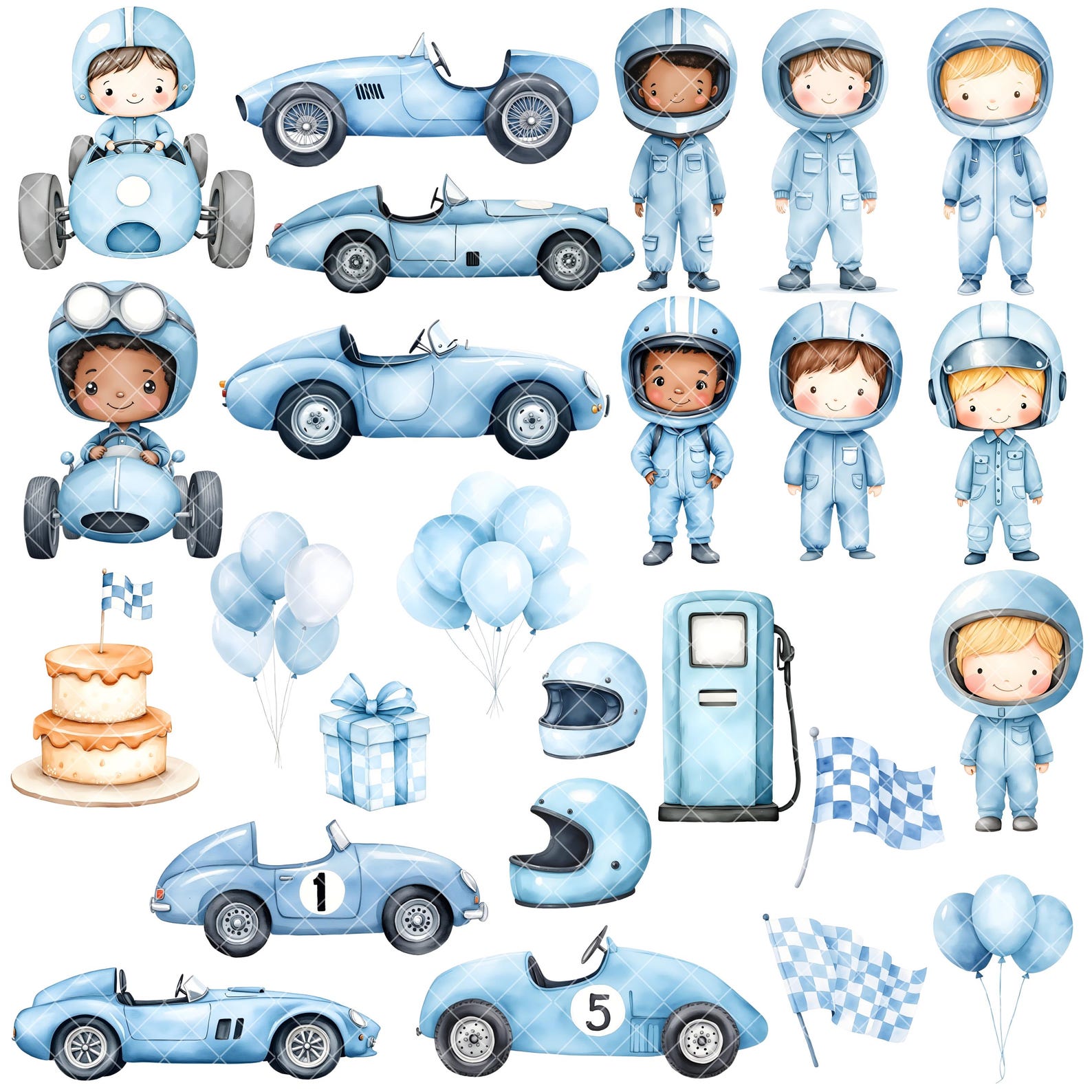 Race Car Clipart - Watercolor - Cute Race Car Driver Png - Baby Shower ...