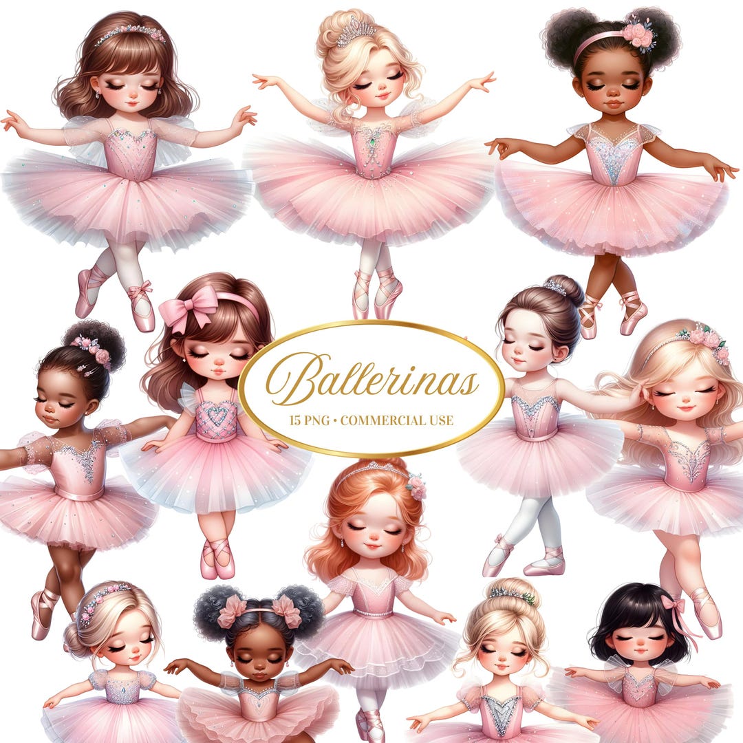 Watercolor Ballerina Clipart - Bundle - Beautiful Ballet Png ...