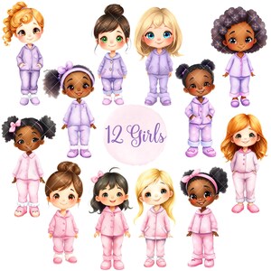 Slumber Party Clipart - Watercolor - Sleepover Clipart - Pajama Party ...