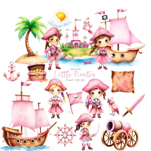 Cute Pirate Clipart - Watercolor - Cute Pirates - Little Pirates ...