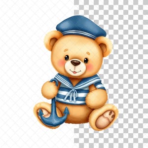 Cute Sailor Bear Clipart - Nautical - Teddy Bear Png - Nursery Clipart ...