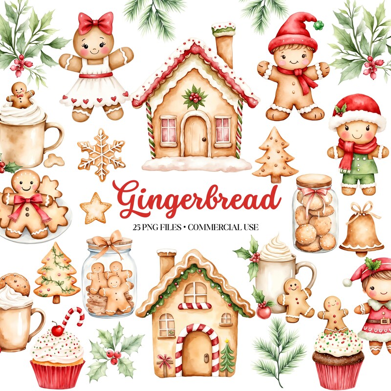 Gingerbread Clipart - Etsy