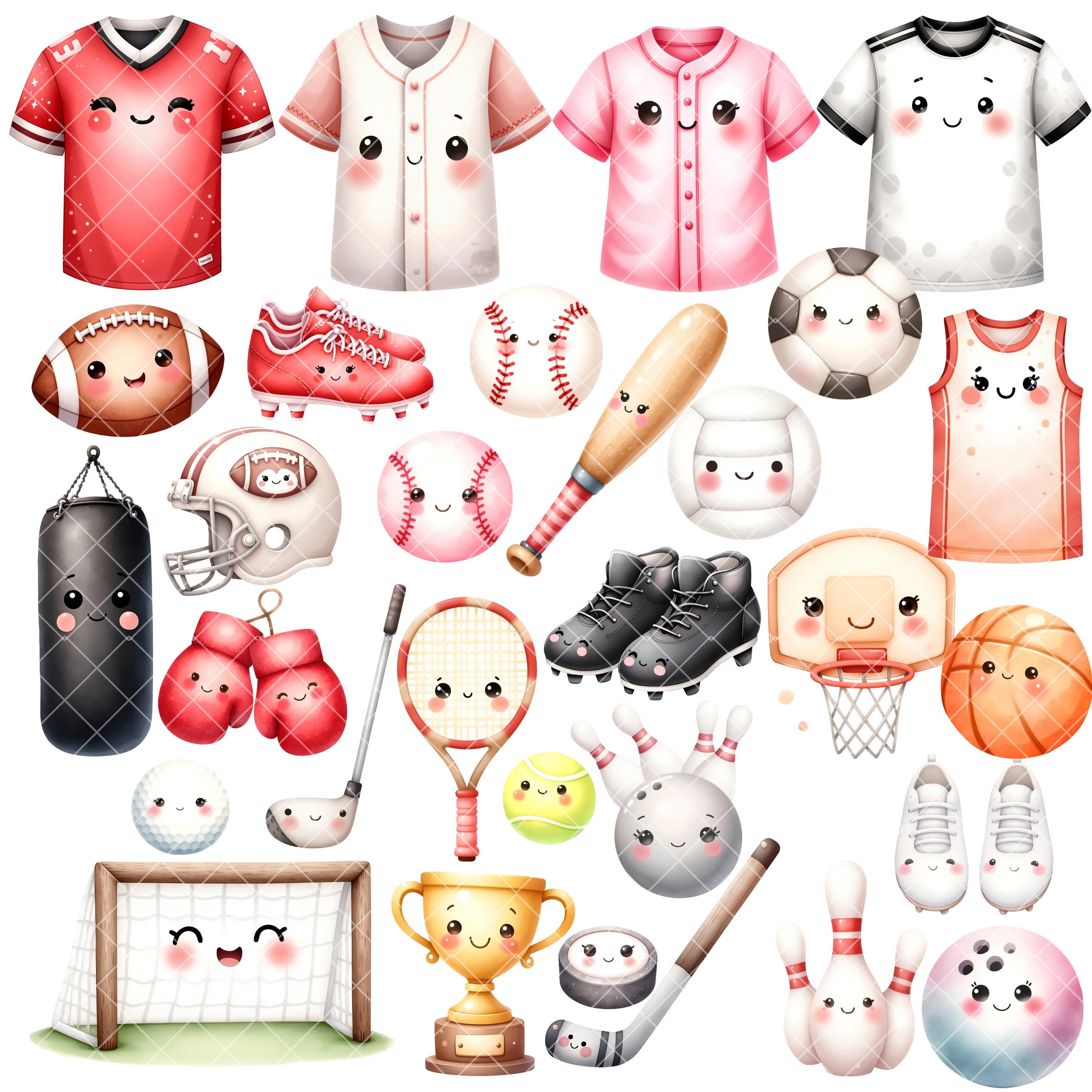 Sports Clipart - Kawaii - Cute Png - Sublimination - Watercolor Clipart ...