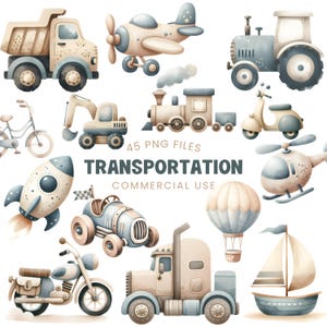 Transportation Clipart - Watercolor - Nursery Clipart - Png - Truck ...