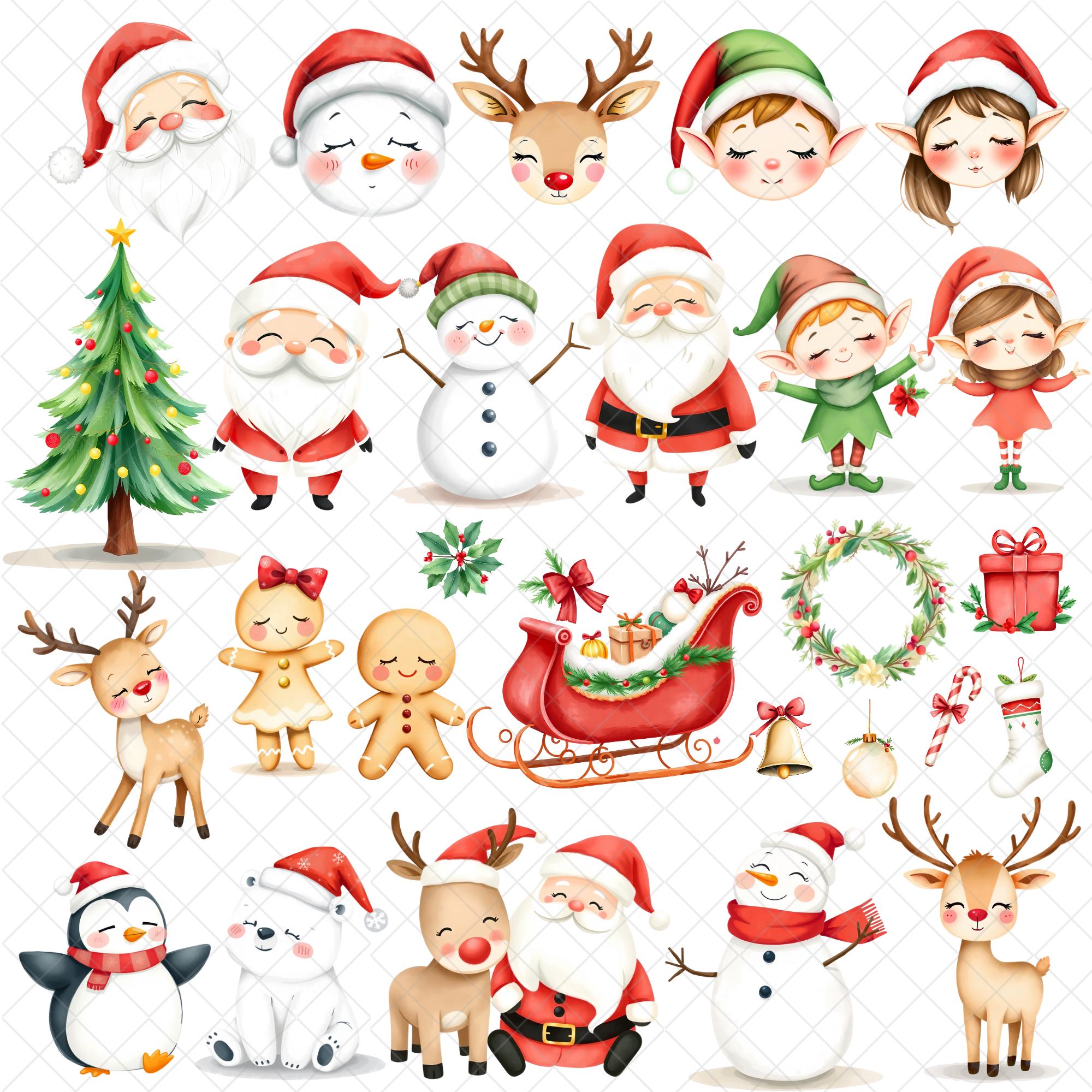 Christmas Clipart - Watercolor - Cute - Christmas Png - Santa ...