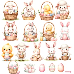 Cute Easter Clipart - Watercolor - Easter Png - Bunny - Baby Chick ...