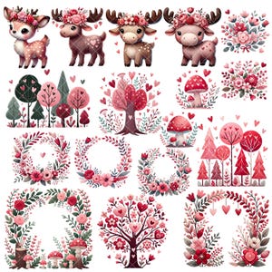 Woodland Animal Clipart - Valentine's Day - Watercolor - Cute Valentine ...
