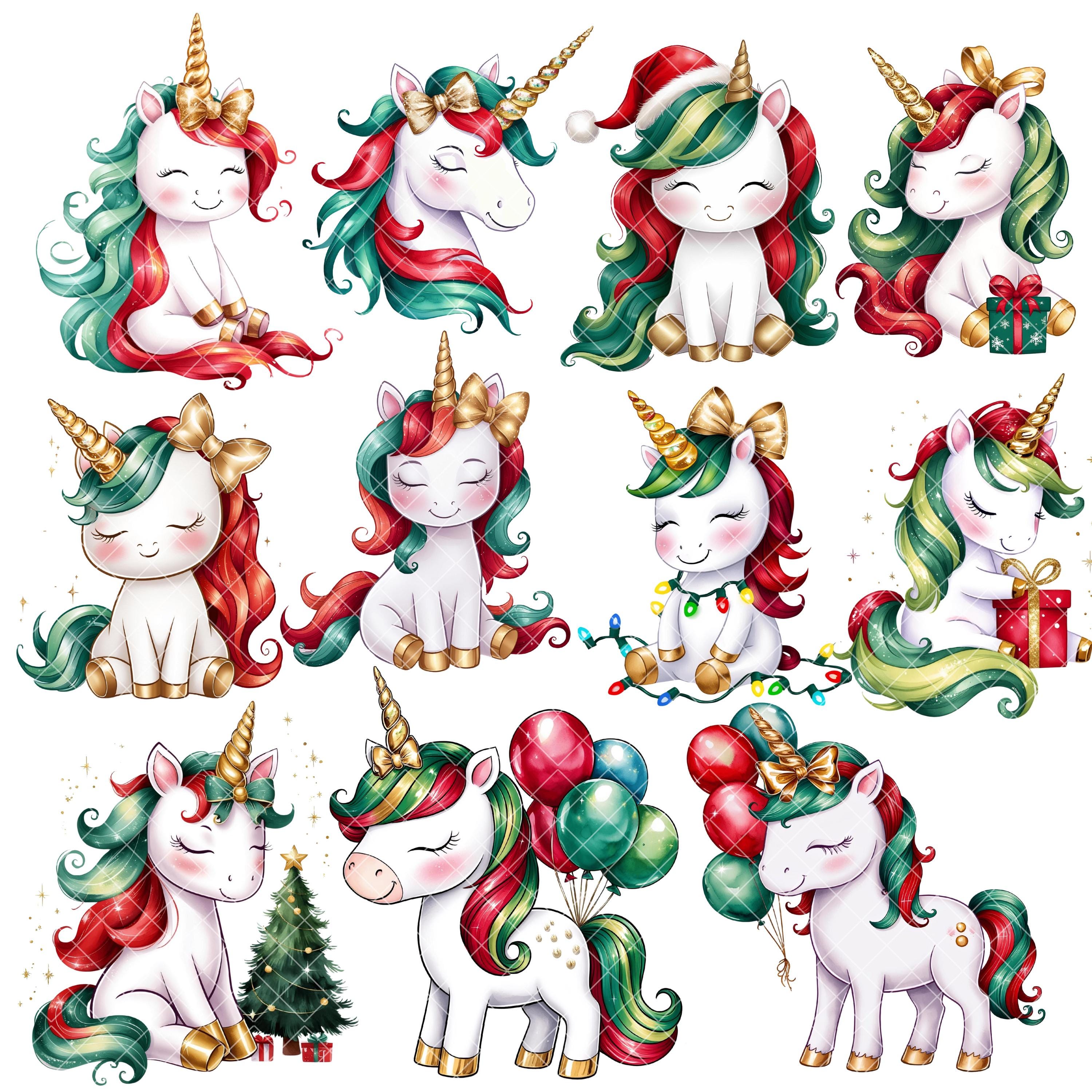 Christmas Unicorn Clipart - Unicorn Illustration - Christmas Png - 11 ...