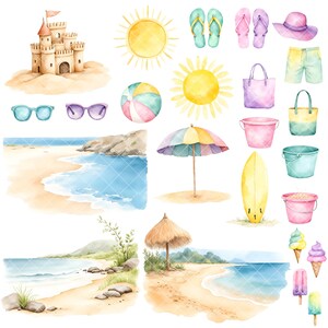 Beach Clipart - Watercolor - Kid's Summer Clipart - Sandcastle Png ...