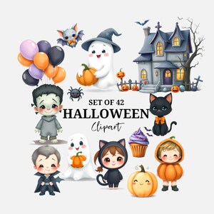 Cute Halloween Clipart - Kids PNG - Instant Download- Clipart Bundle ...