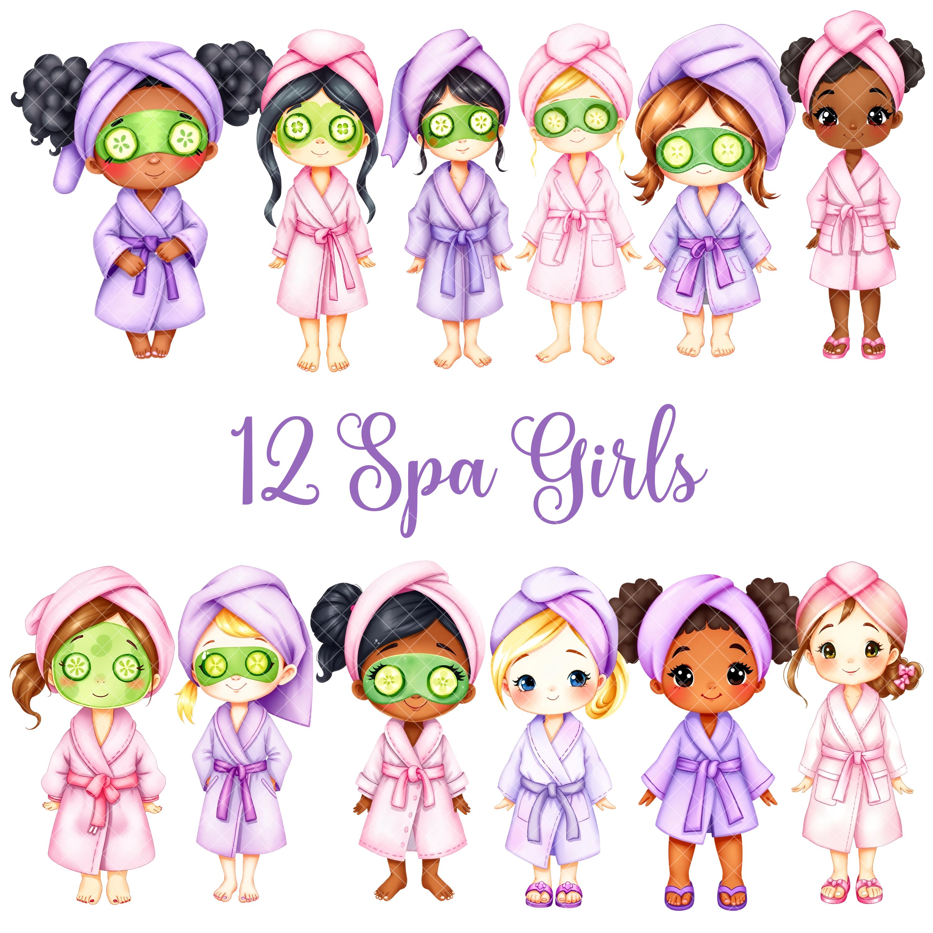 Spa Watercolor Clipart Spa Party Spa Girls Kids Clipart Cute Clipart ...