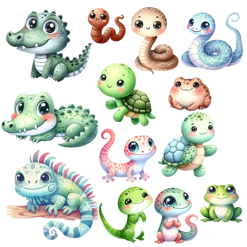 Critter Clipart - Watercolor - Insects - Reptiles - Amphibians - Snake ...