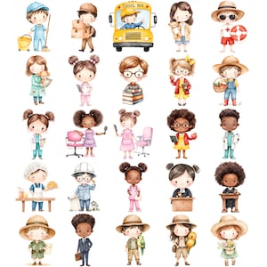 Kids Clipart - Watercolor - Occupations - Community Helpers - Cute ...