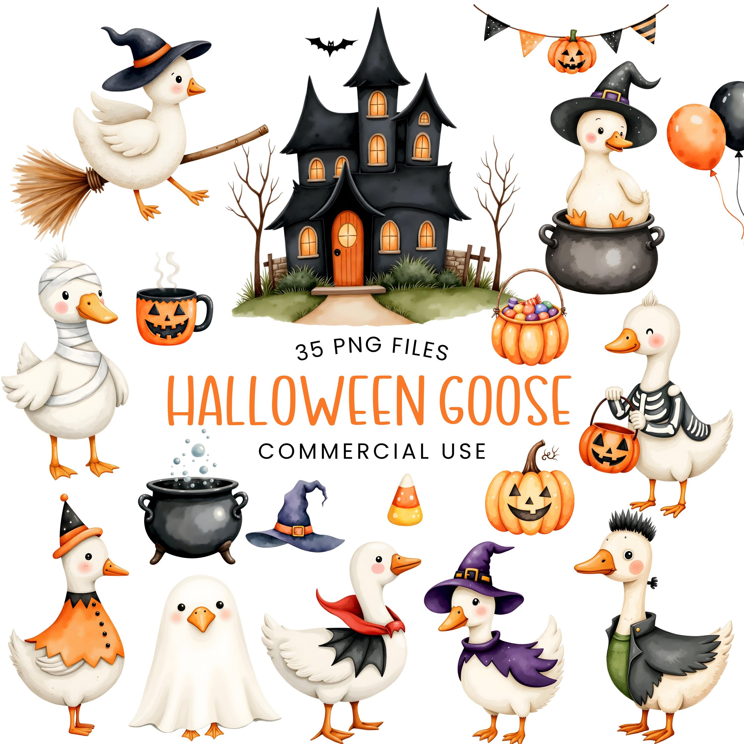 Halloween Goose Clipart - Watercolor - Cute Goose - Silly Goose ...