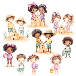 Beach Clipart - Watercolor - Kid's Summer Clipart - Sandcastle Png ...