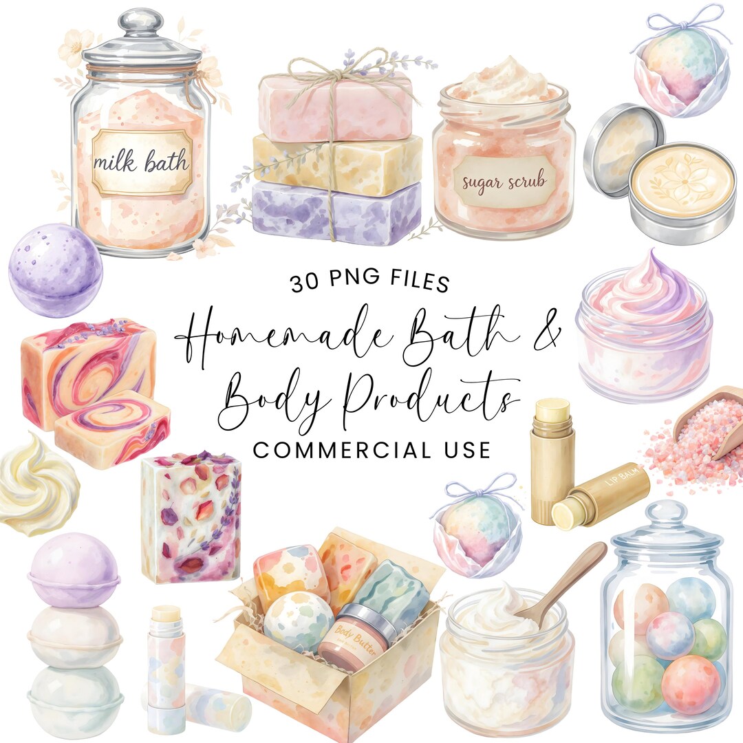 Bath and Body Clipart - Watercolor - Bath Bomb Png - Homemade Soap ...