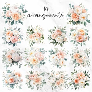 Blush Floral Clipart - Watercolor - Rose Png - Botanical Clipart Bundle ...
